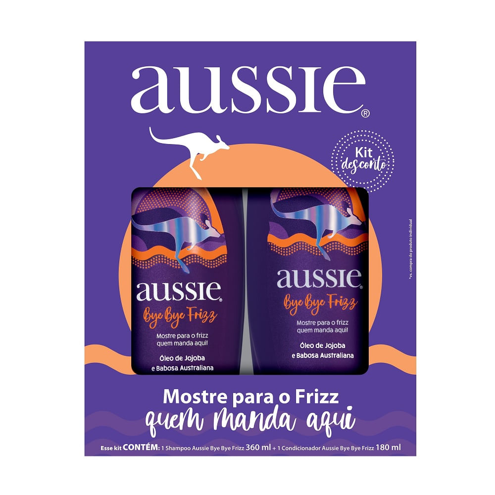 Kit Shampoo Aussie Bye Bye Frizz 360ml E Condicionador 180ml
