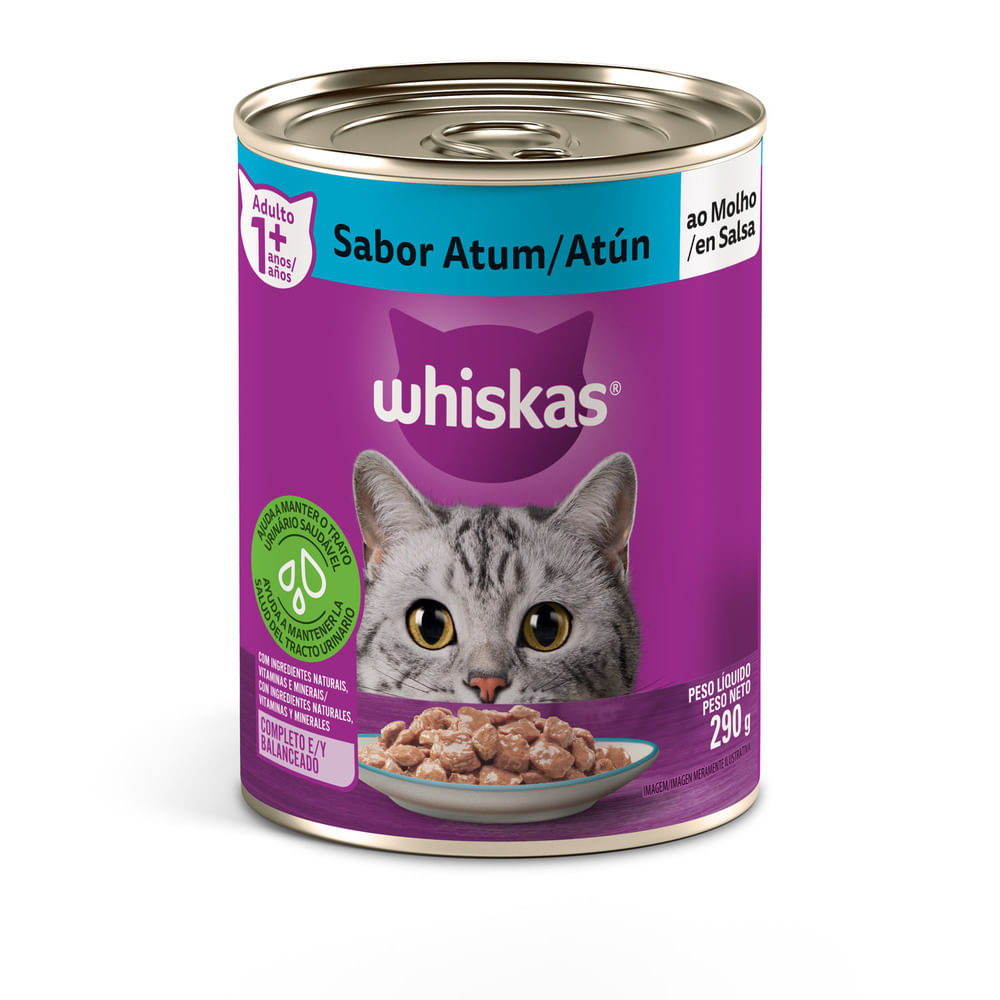 ALIMENTO GATO WHISKAS 290G LATA ADULTO ATUM AO MOLHO