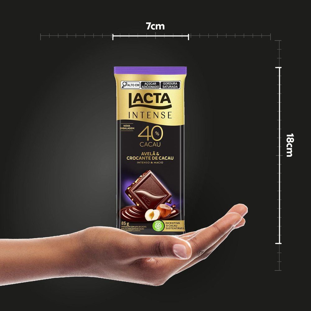 Chocolate Lacta Intense Nuts 40% cacau Avelã e Crocante de Cacau 85g