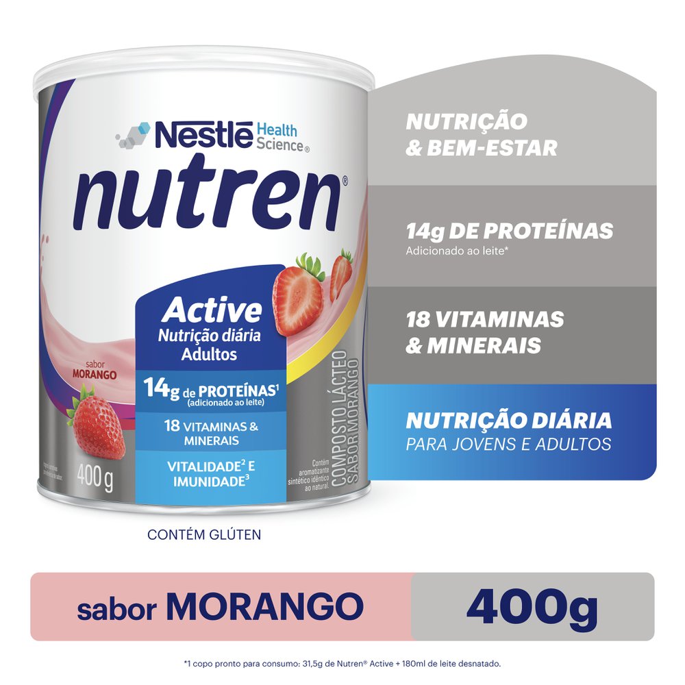 Complemento Alimentar Nutren Active Morango 400g